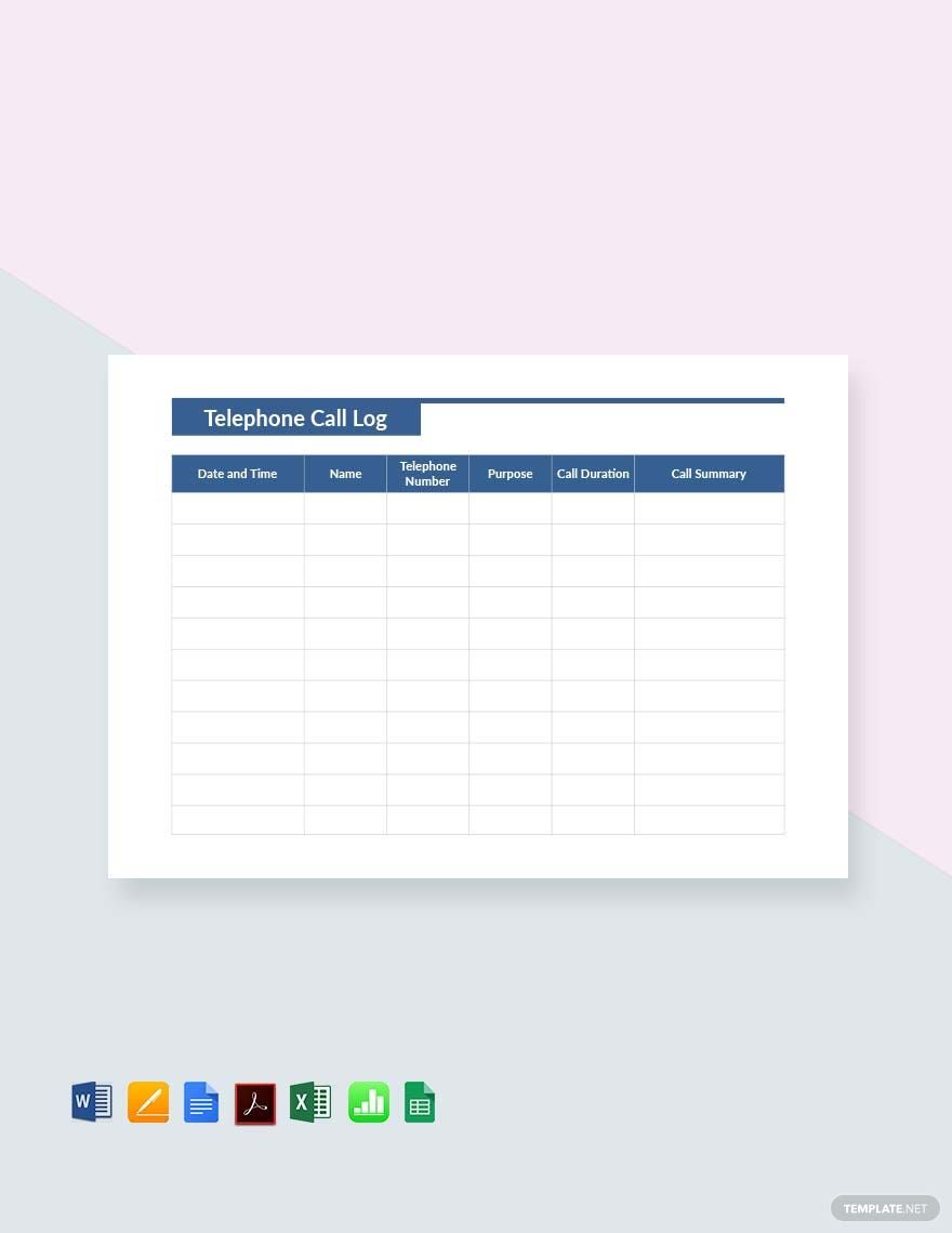 Sales Call Log Template Download In Word Google Docs Excel PDF Google Sheets Apple Pages 