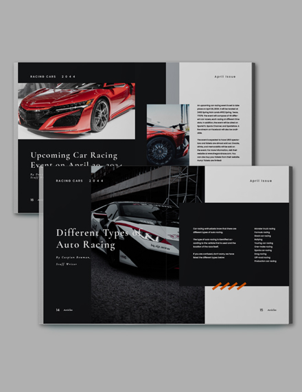 Car Racing Magazine Template - InDesign, Word | Template.net