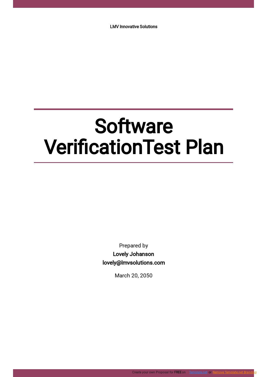 Software Verification Test Plan Template Google Docs Word Apple