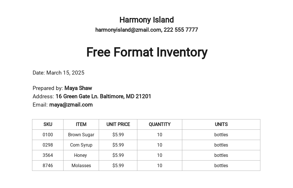 FREE Sample Inventory Control Spreadsheet Template - PDF | Word (DOC ...