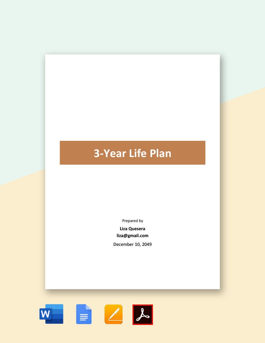 3 Year Life Plan Template Download In Word Google Docs PDF Apple 