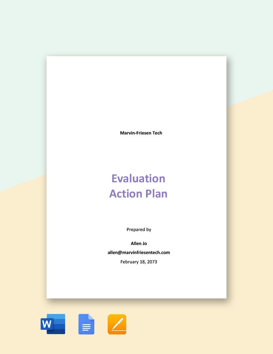 Evaluation Action Plan Template Google Docs Word Apple Pages Template