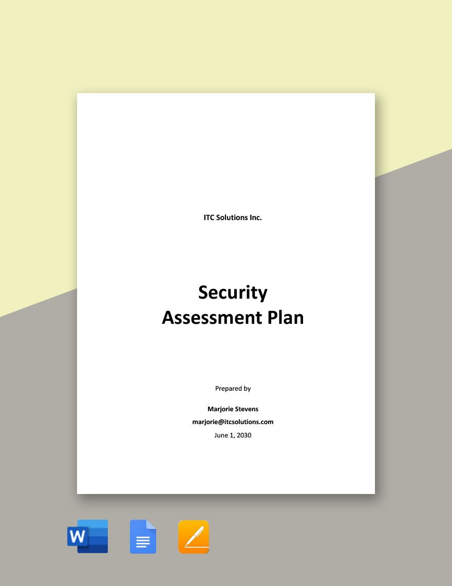 Security Assessment Plan Template Google Docs Word Apple Pages 