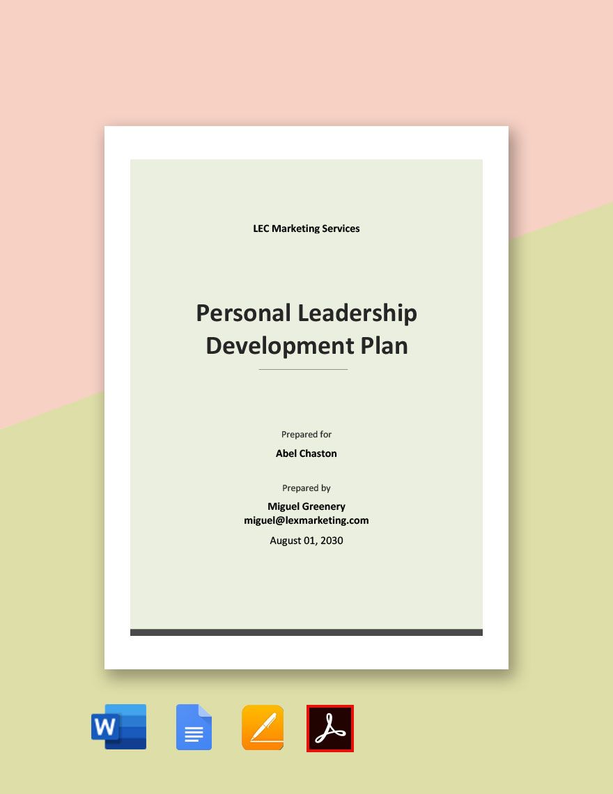 Personal Leadership Development Plan Template Word Google Docs PDF Apple Pages Template