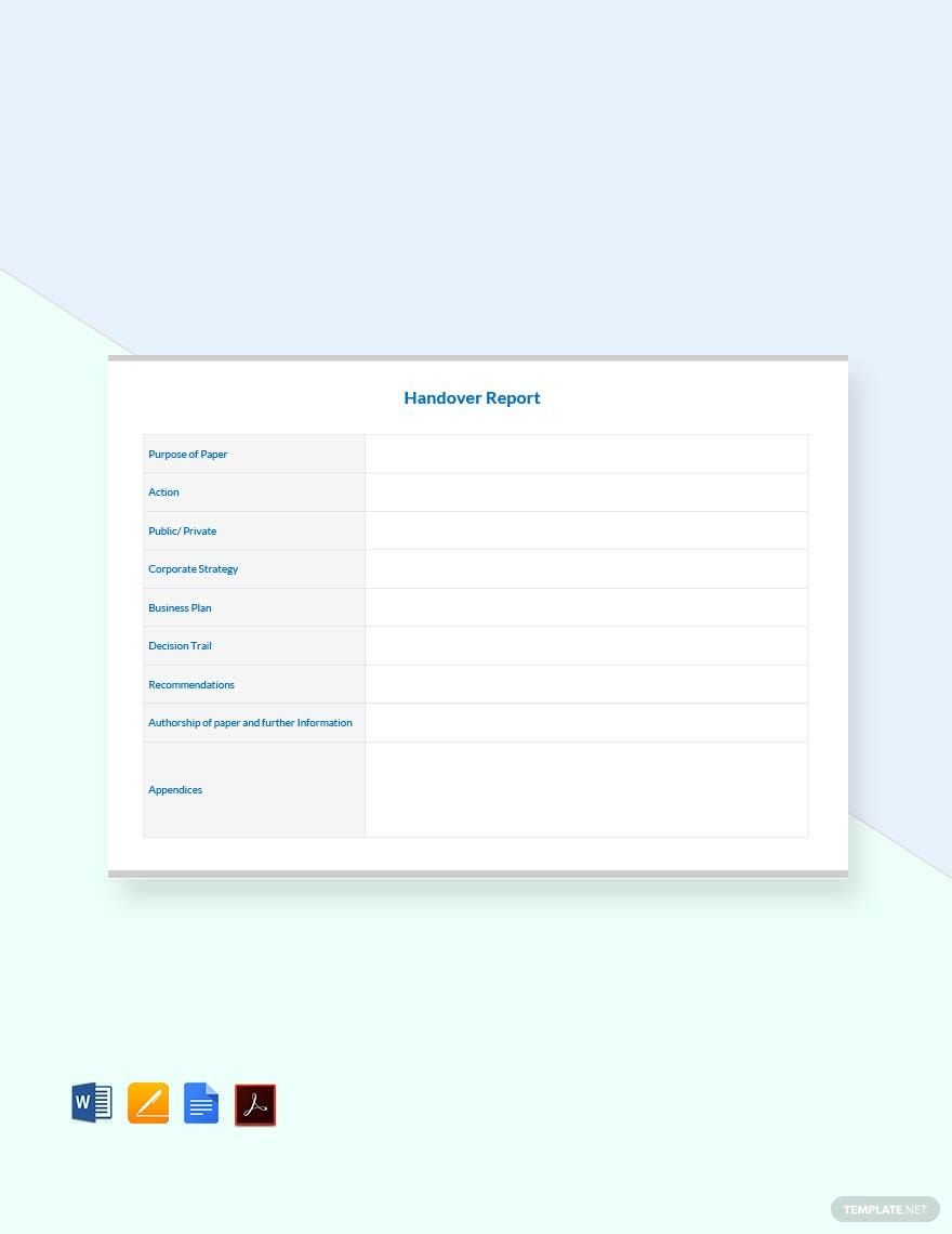 FREE Handover Report Word Template Download Template FREE Handover Report Word Template Download Template