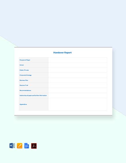 FREE Shift Handover Report Template - PDF | Word (DOC) | Apple (MAC ...