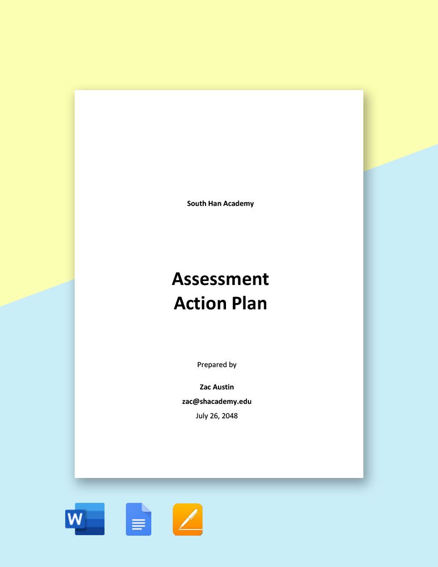 Assessment Action Plan Template Google Docs Word Apple Pages 