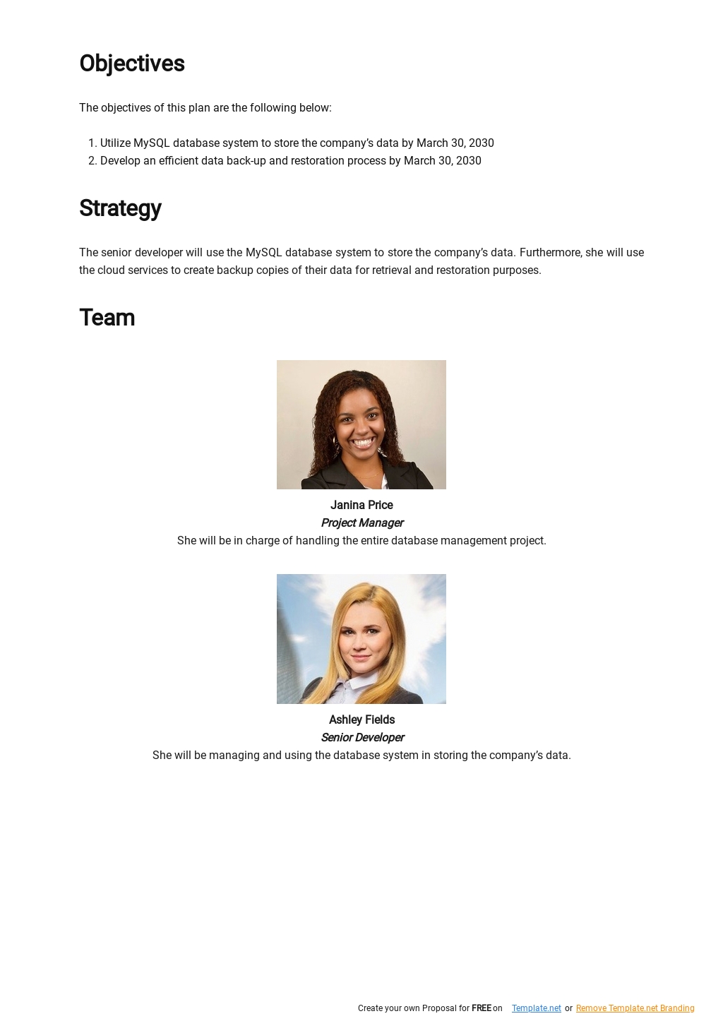 Database Management Plan Template - Google Docs, Word, Apple Pages ...