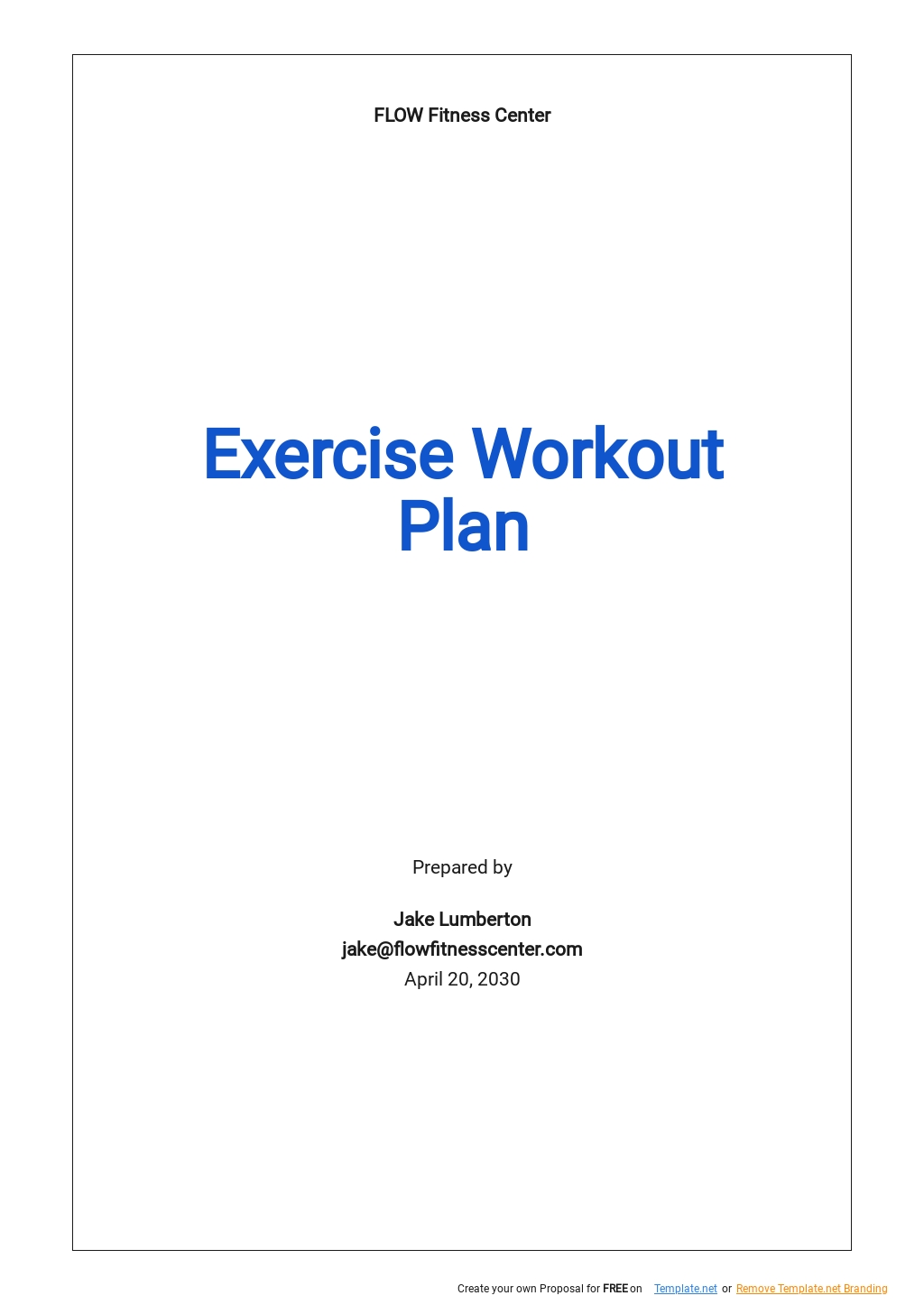 Exercise Workout Plan Template Google Docs Word Apple Pages 