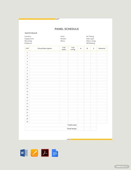 Download 11+ Panel Schedule Templates - Microsoft Word (DOC) | Template.net