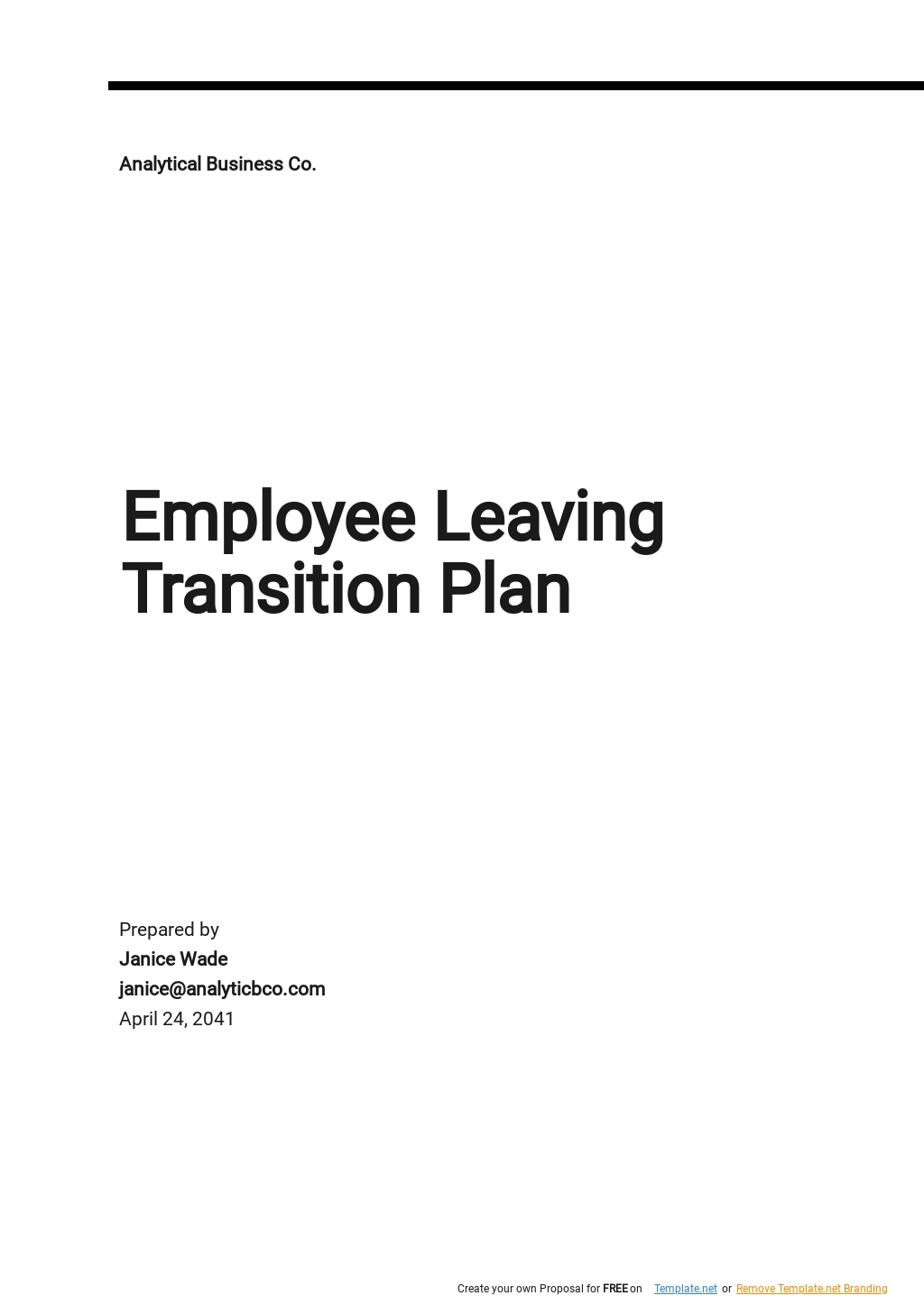 Editable Transition Plan Template Google Docs Word Apple Pages