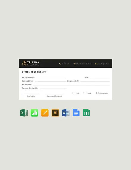 Office Rent Receipt Template - Google Docs, Google Sheets, Illustrator ...