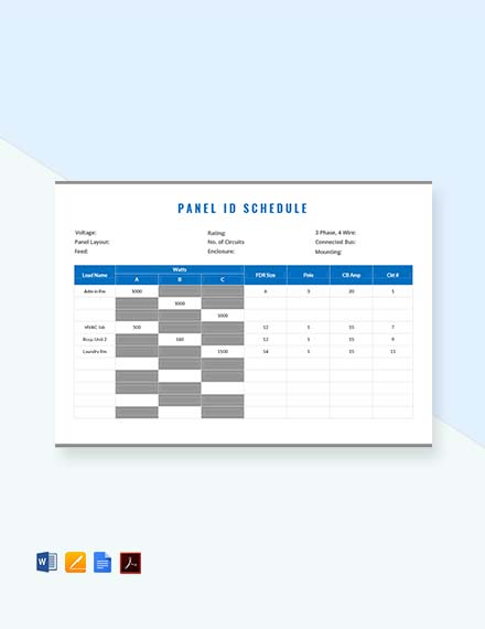 Electrical Panel Schedule Template - Google Docs, Word, Apple Pages ...