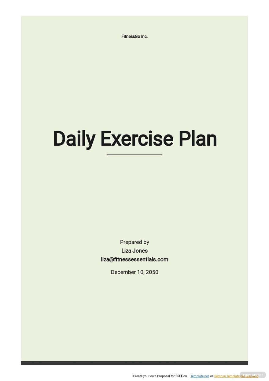 Personal Exercise Plan Template - Google Docs, Word, Apple Pages ...