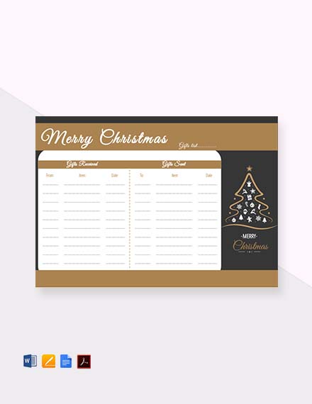 Christmas Gift List Template - Google Docs, Word | Template.net