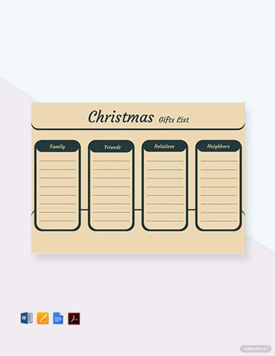 FREE Christmas List Word Template Download Template