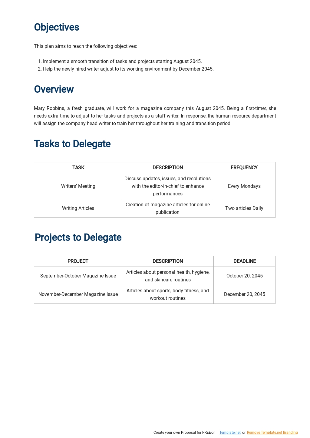 Transition to Work Job Plan Template in Google Docs, Word | Template.net