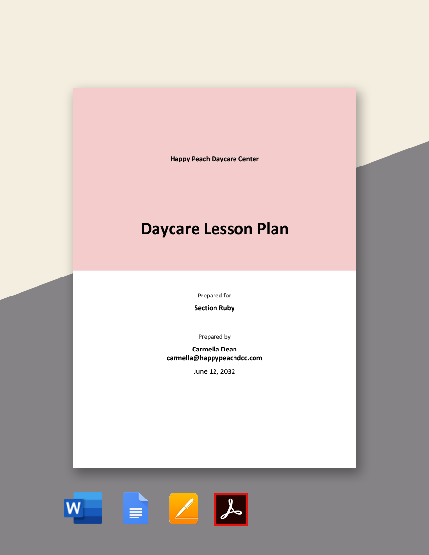 Free Blank Daycare Lesson Plan Template Google Docs Word Apple Pages PDF Template