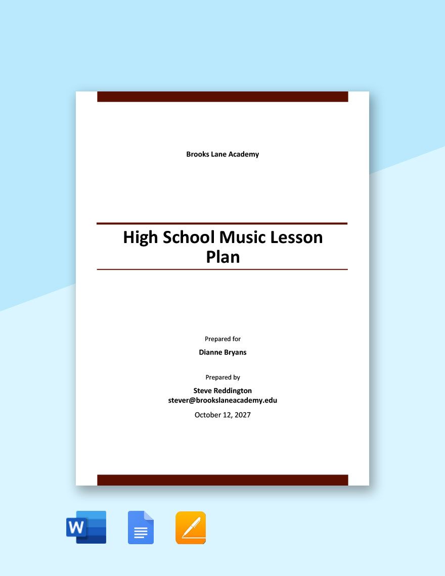 High School Music Lesson Plan Template Download In Word Google Docs 