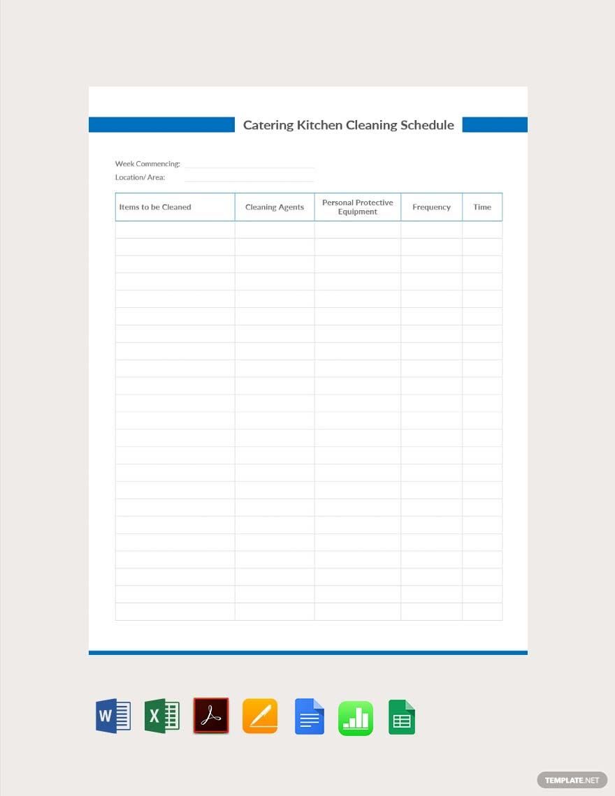 Catering Kitchen Cleaning Schedule Template Download In Word Google 