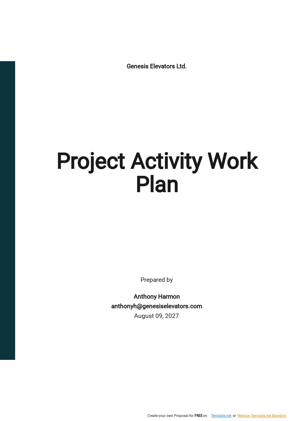 Free Weekly Activity Plan Template Google Docs Word Template