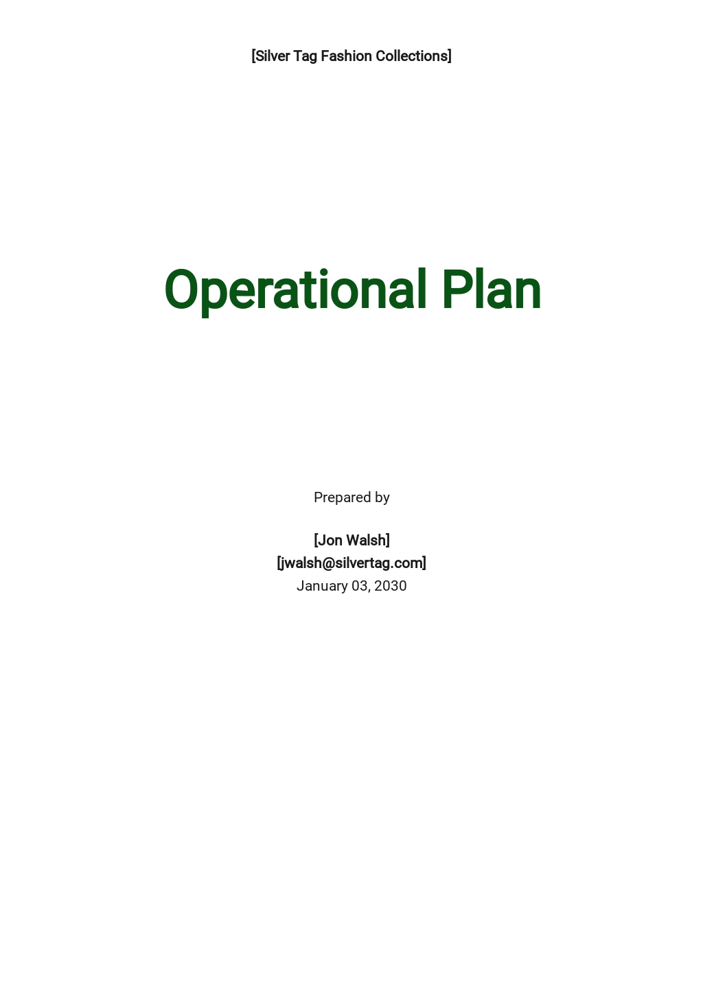 FREE Operational Plan Templates In Microsoft Word DOC Template