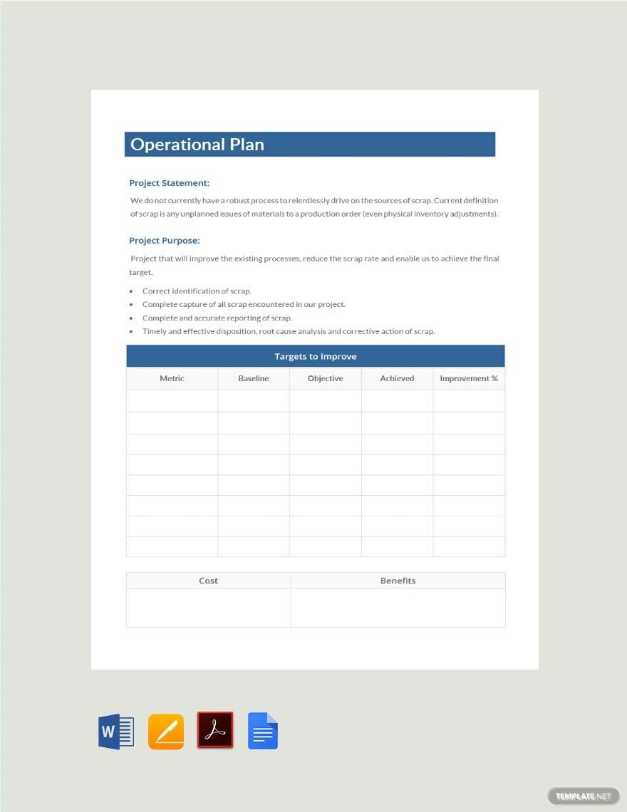 10 Operational Plan Templates Google Docs MS Word Pages Editable