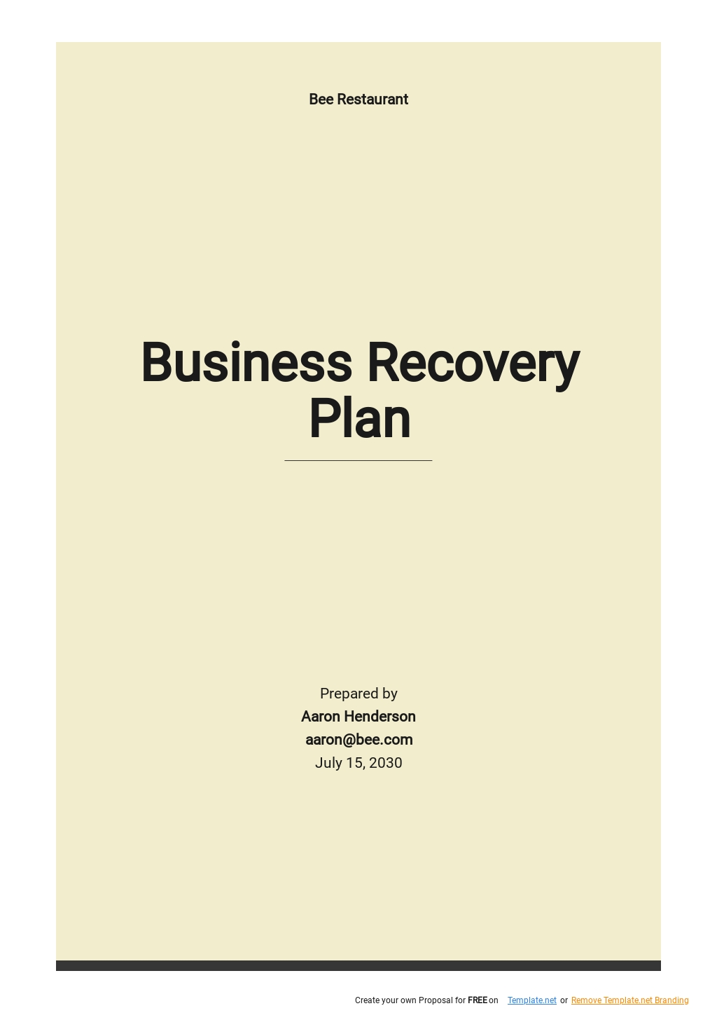 Business Recovery Plan Template Google Docs Word Apple Pages