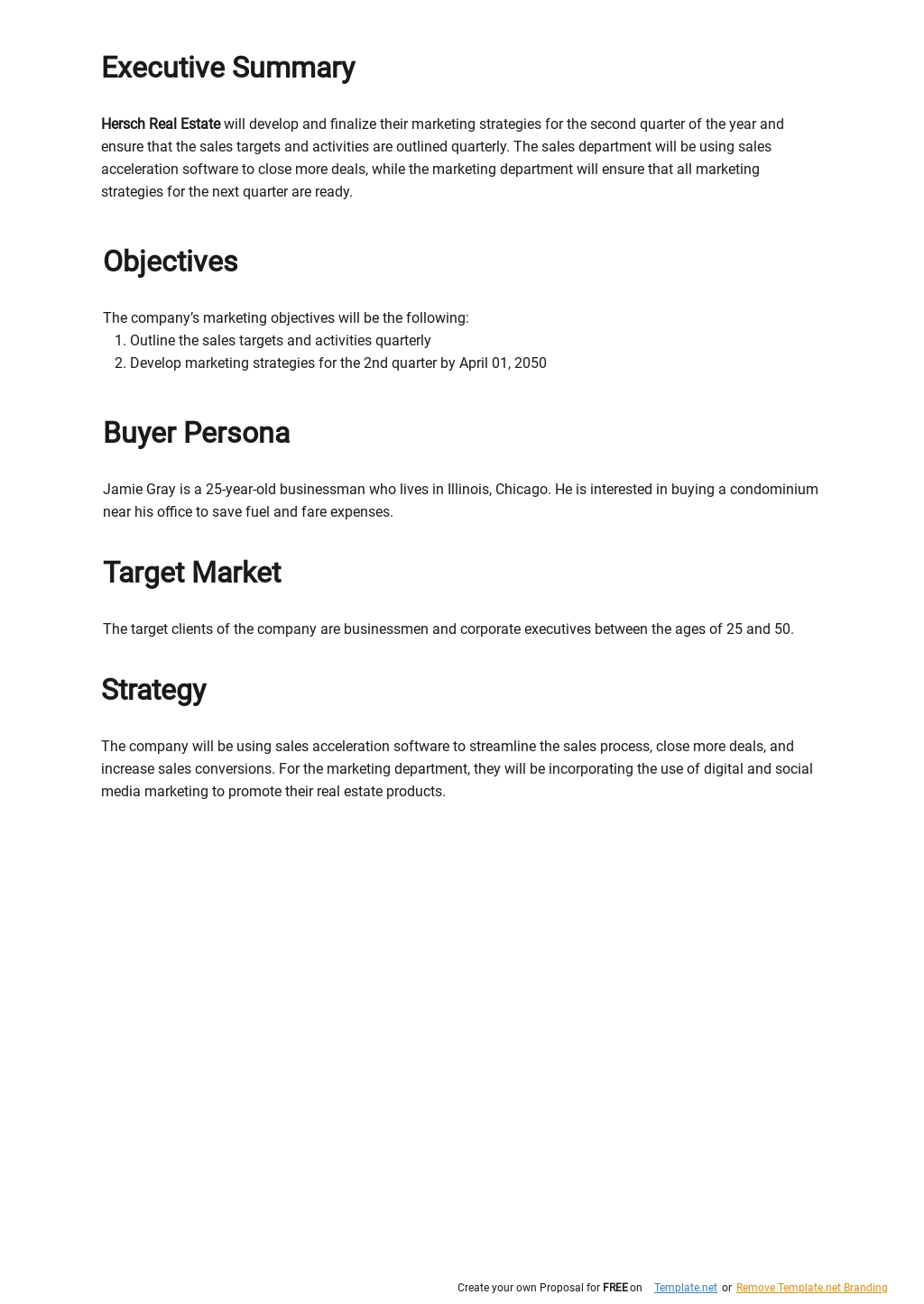 Free Sample Simple Sales and Marketing Plan Template - Google Docs ...