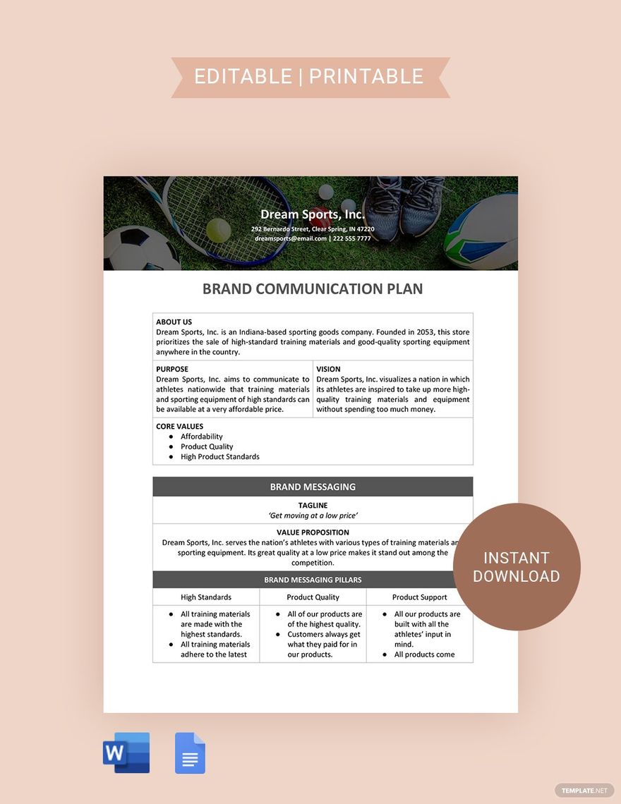 Brand Communication Plan Template - Google Docs, Word, Apple Pages ...
