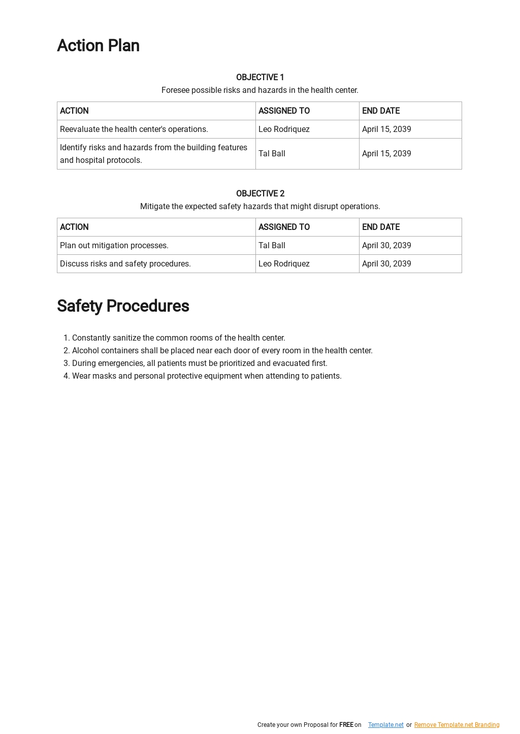 Healthcare Workplace Safety Plan Template - Google Docs, Word, Apple ...