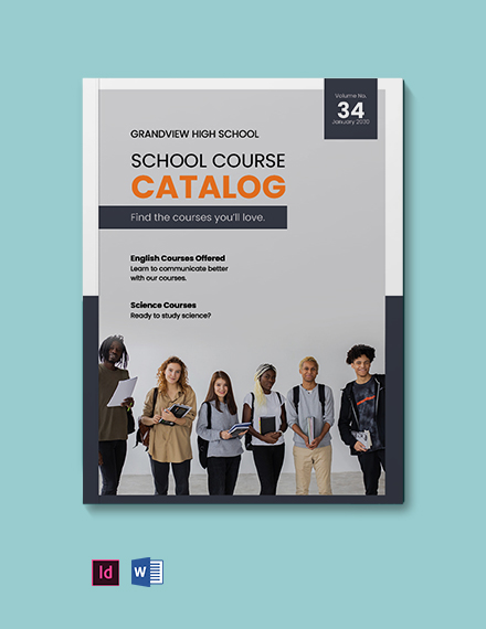 FREE Course Catalog Layout Template InDesign Word Template
