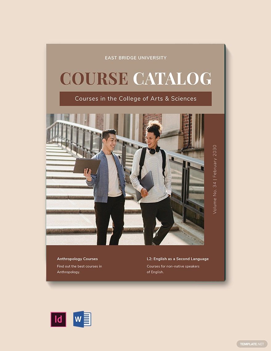 Free Simple Course Catalog Template InDesign Word PDF Template