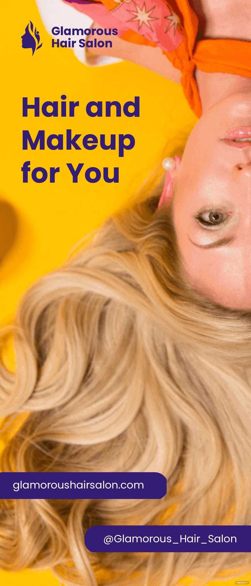 Hair Salon Roll Up Banner Template Illustrator Apple Pages PSD