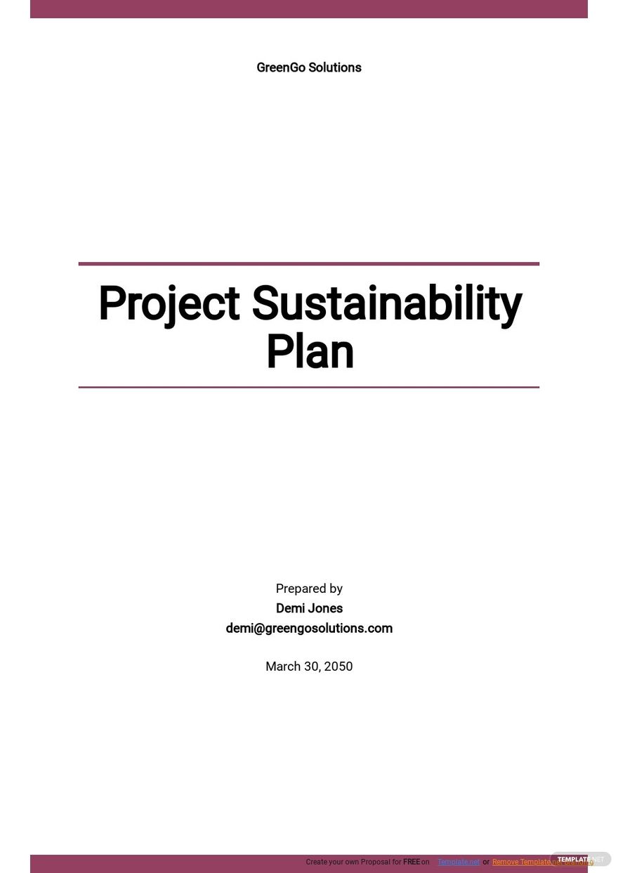 Sustainability Plan Template Free Printable Templates