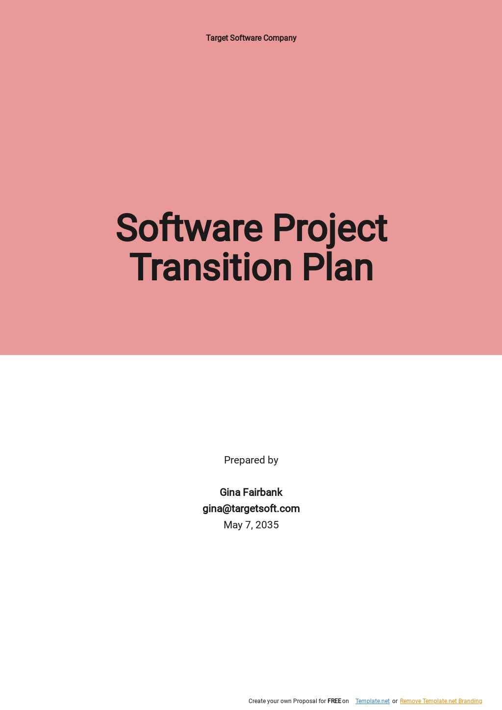 Software Project Transition Plan Template Google Docs Word Apple