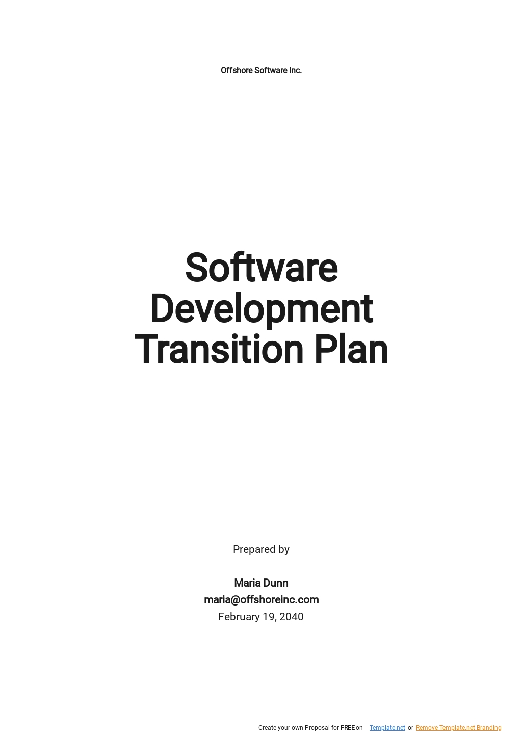 Software Transition Plan Template