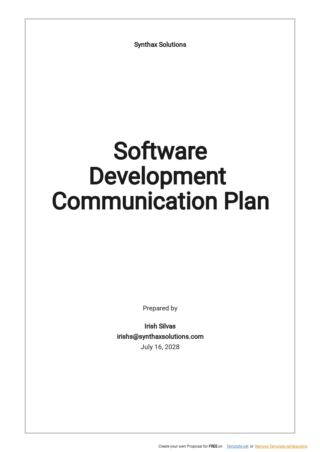 Software Development Communication Plan Template [Free PDF] - Google ...