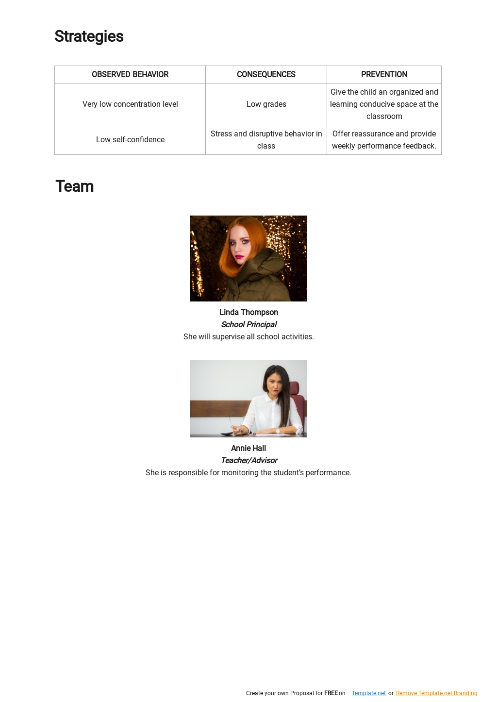 Sample Behavior Support Plan Template [Free PDF] | Template.net