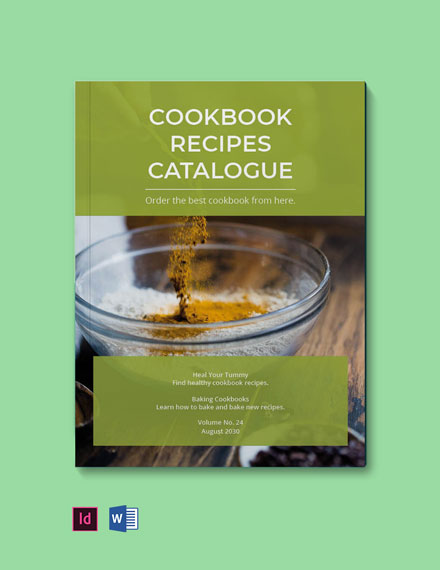 Printable Cookbook Catalog Template - InDesign, Word, Apple Pages, PSD ...