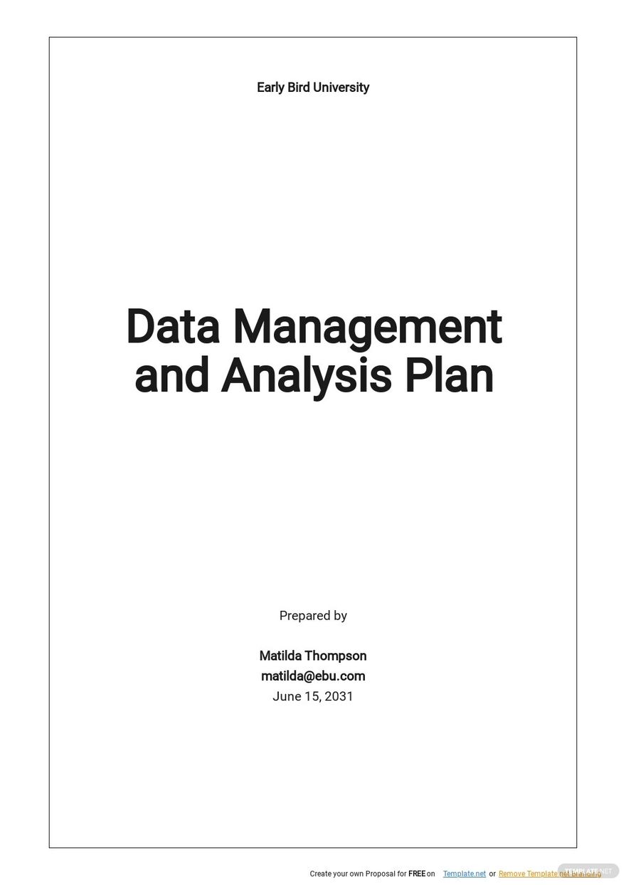 Data Analysis Plan Template Google Docs Word Apple Pages Template