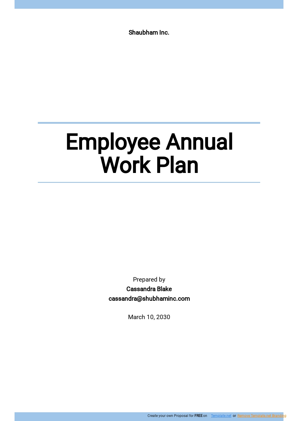 Employee Annual Work Plan Template Google Docs Word Apple Pages 