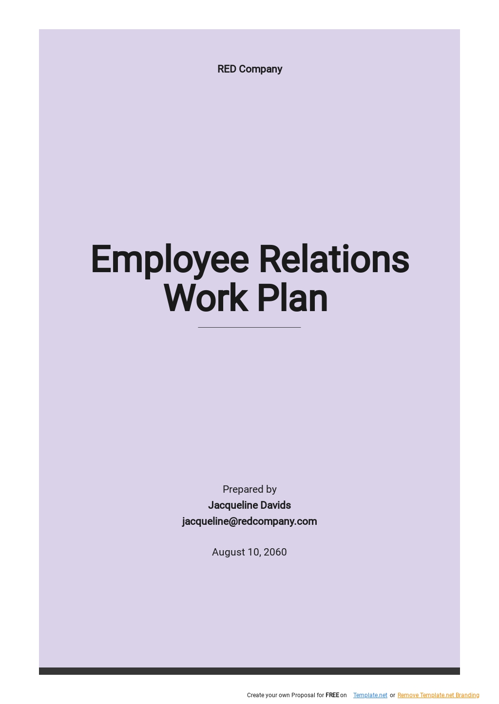 Employee Relations Work Plan Template Google Docs Word Apple Pages 