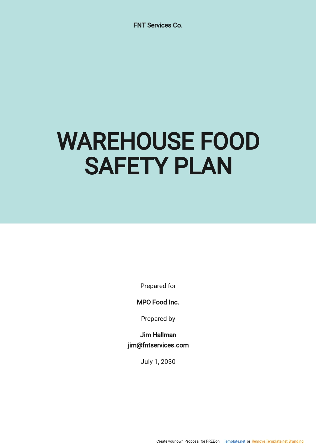 Warehouse Food Safety Plan Template Google Docs Word Apple Pages Warehouse Food Safety Plan Template Google Docs Word Apple Pages
