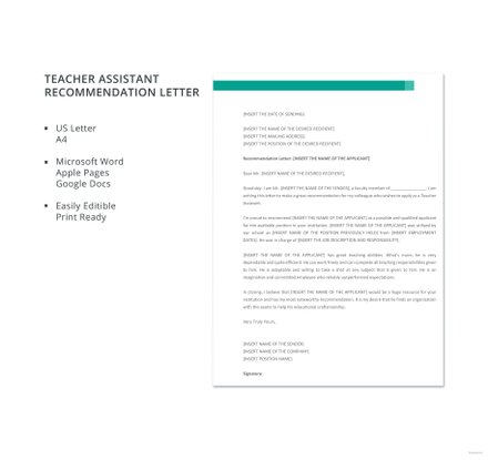 Free Administrative Assistant Recommendation Letter Template: Download ...