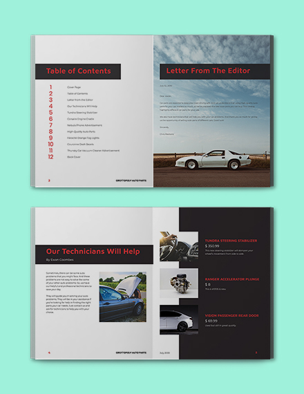 Auto Parts Catalog template - InDesign, Word, PDF | Template.net