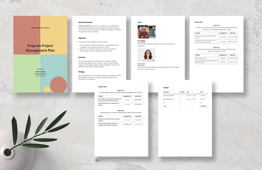 Program Project Management Plan Template - Download in Word, Google ...