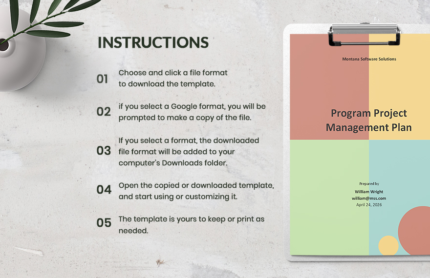 Program Project Management Plan Template - Download in Word, Google ...