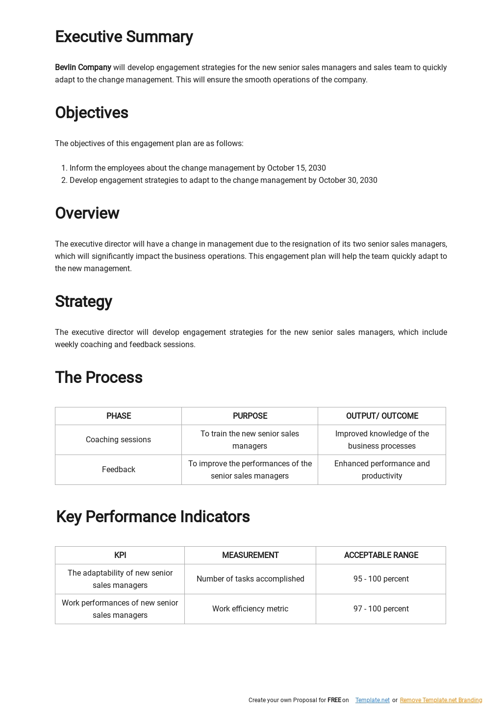 Change Engagement Plan Template in Google Docs, Word | Template.net