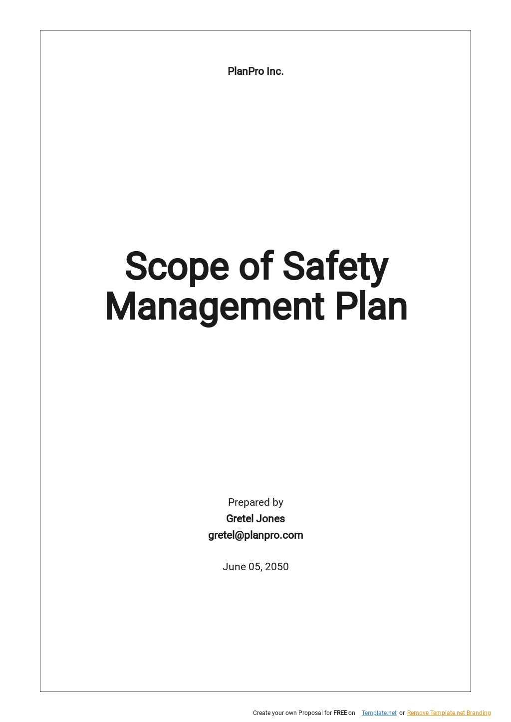 Scope Of Safety Management Plan Template Google Docs Word Apple 